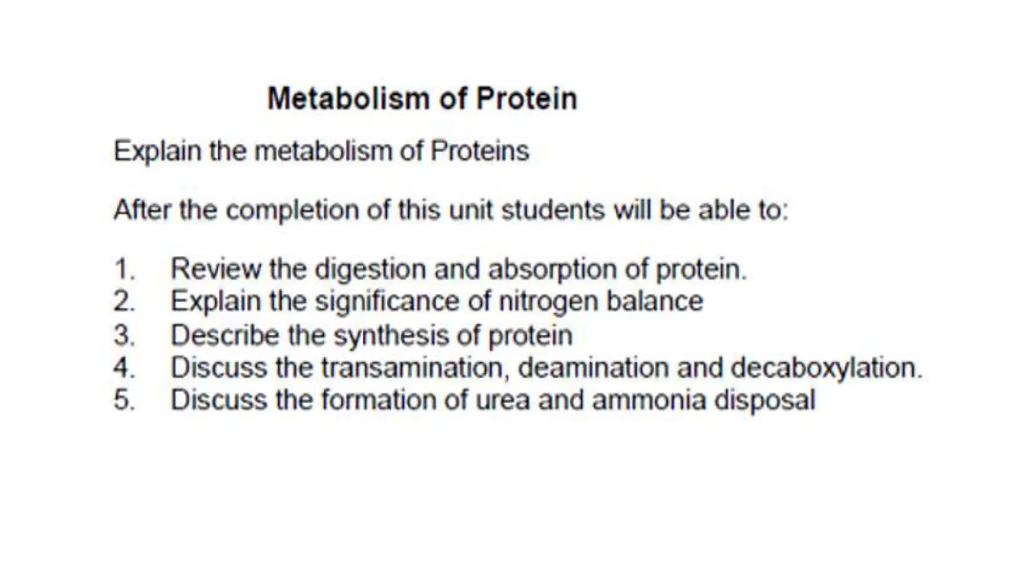 GBSN - Biochemistry (Unit 12) Metabolism of Protein | PPTX