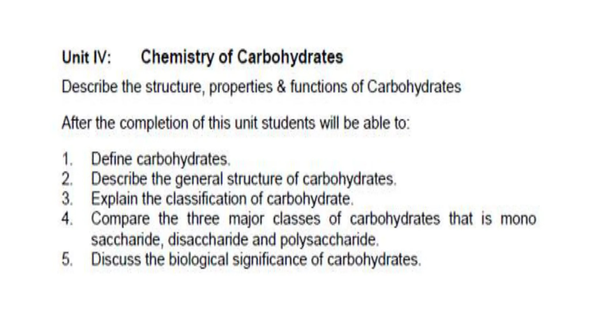 GBSN - Biochemistry (Unit 4) Chemistry of Carbohydrates | PPTX