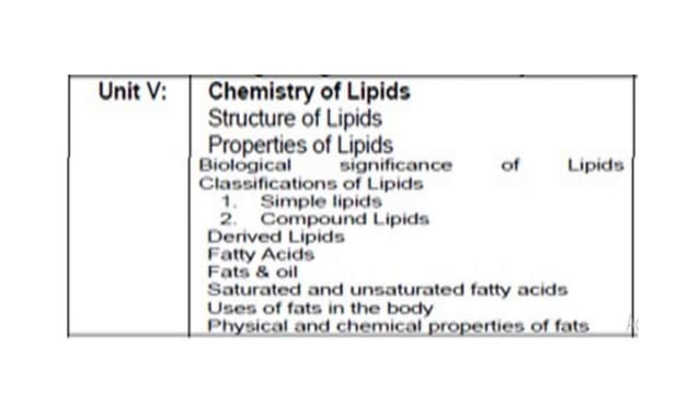 GBSN - Biochemistry (Unit 5) Chemistry of Lipids | PPT | Free Download