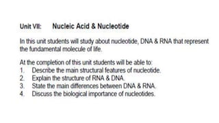 GBSN - Biochemistry (Unit 7) Nucleic acid and nucleotide | PPTX