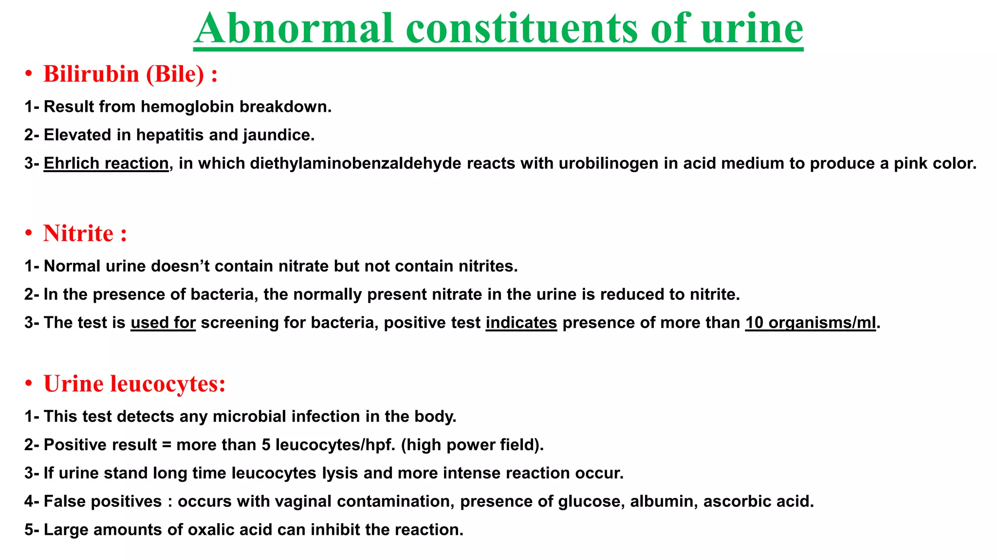 Biochemistry (urine analysis normal and abnormal urine constituents) | PDF