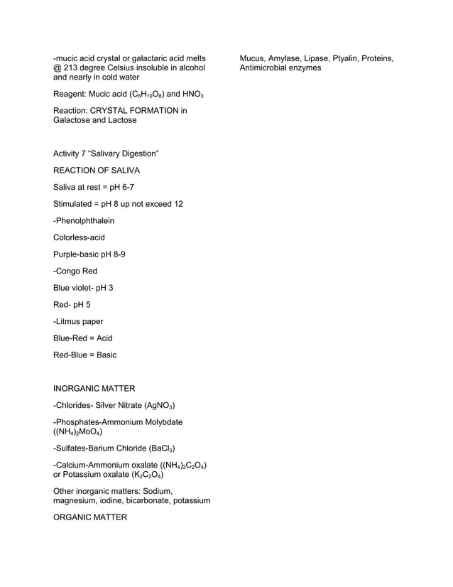 Biochem Lab Finals Reviewer (expt5-7) | DOCX | Desserts and Baking | Food & Drink