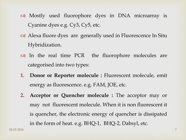 Fluorophore Based Chemistries Used In Various Molecular Techniques | PPT