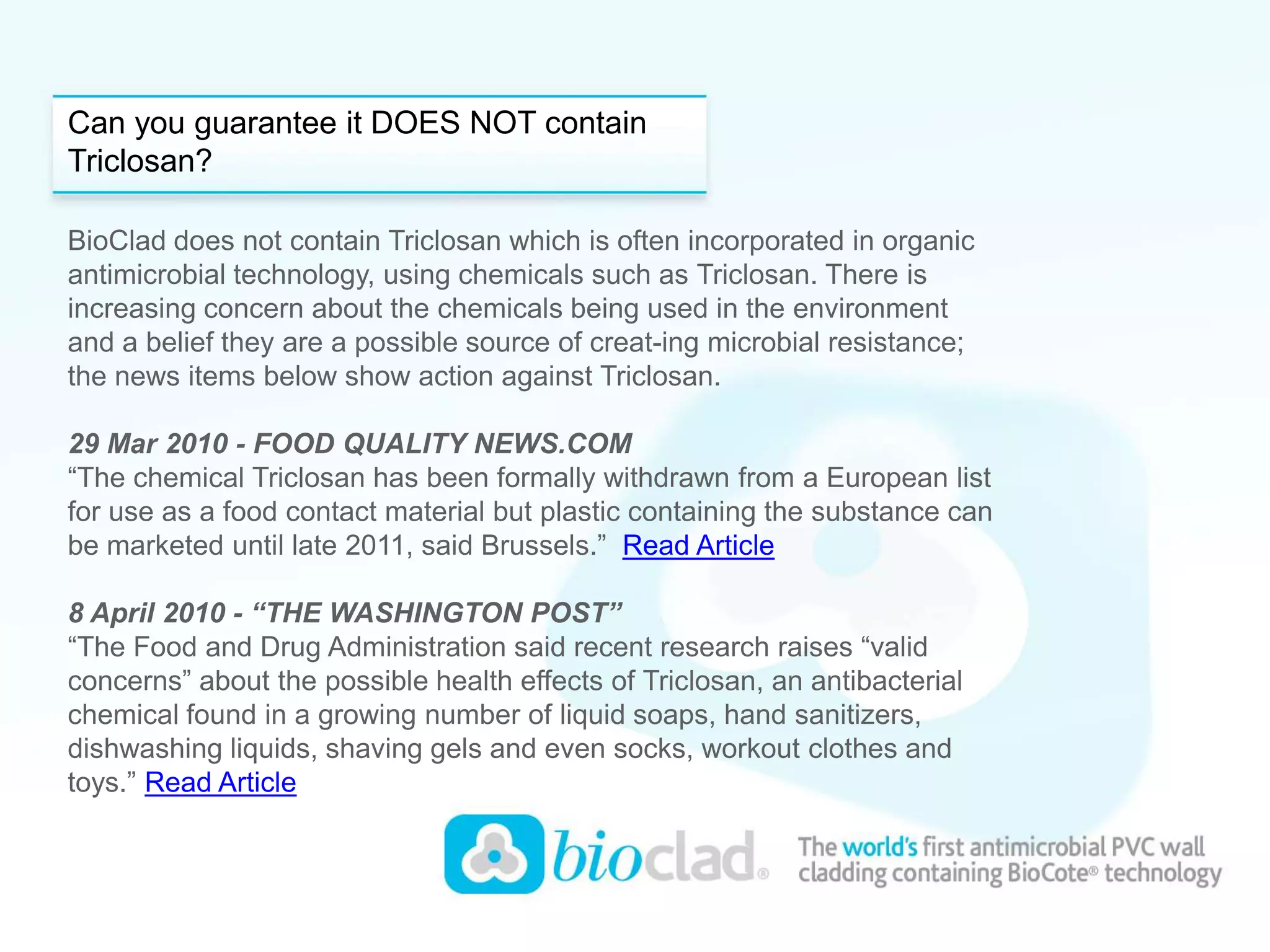 Bio clad specification presentation | PPTX