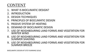 Bioclimatic design at the site planning scale | PPTX