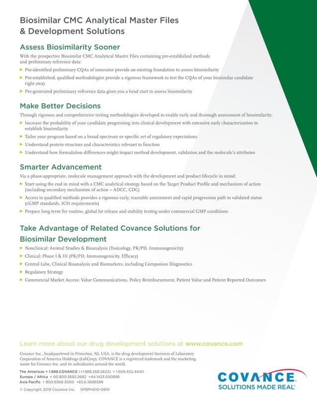 Biosimilar CMC Analytical Master Files & Development Solutions | PDF