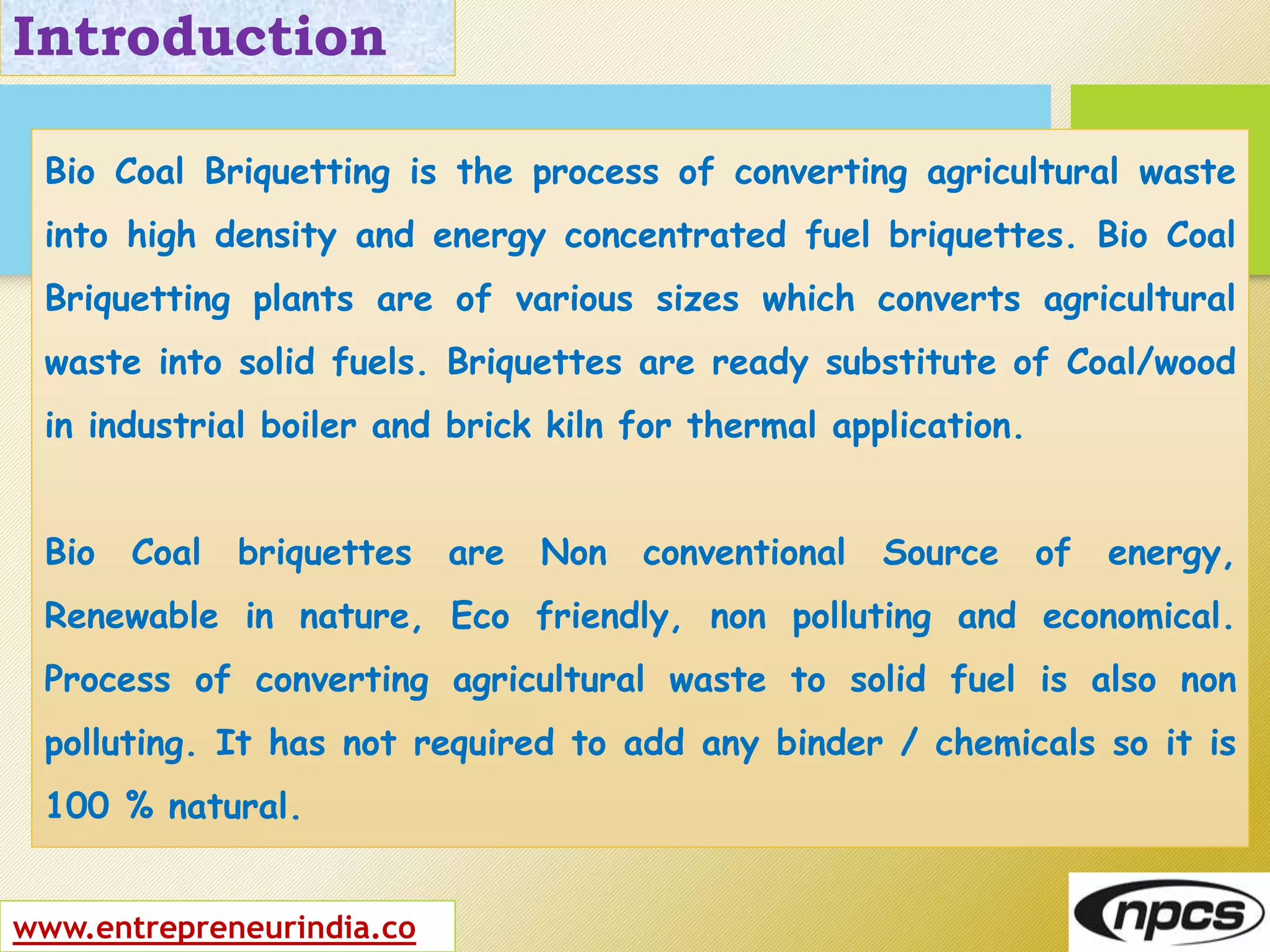 Bio Coal Briquettes White Coal, Bio-Coal, Bio Coal Making Unit, Biomass ...