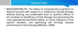 biocompactibility of dental materials , biocompactibility tests | PPTX