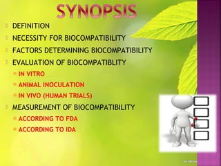 Biocompatibility of Dental materials | PPT