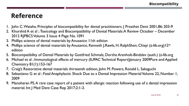BIOCOMPATIBILITY & ADA specification of dental materials.pptx