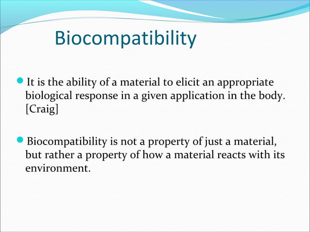 Biocompatibility Of Dental Materials | PPT | Dental Health | Diseases ...