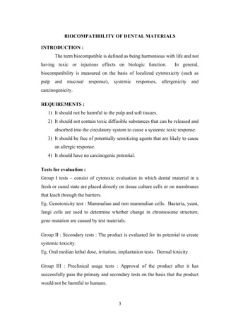 Biocompatibility of dental materials | PDF