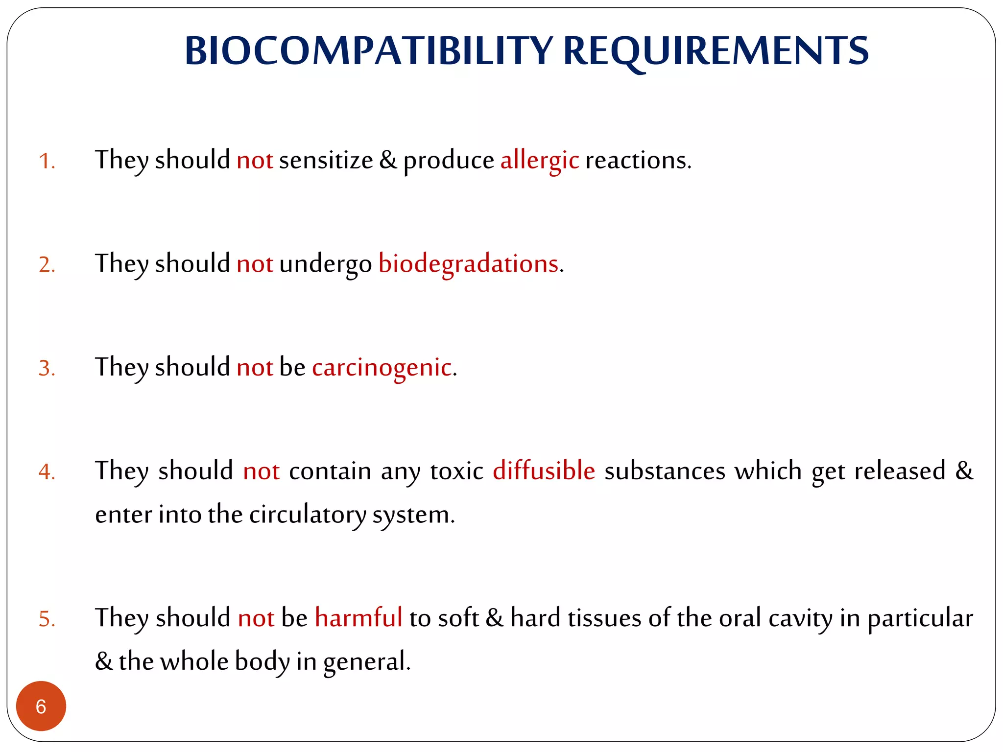 Biocompatibility of dental materials | PPTX