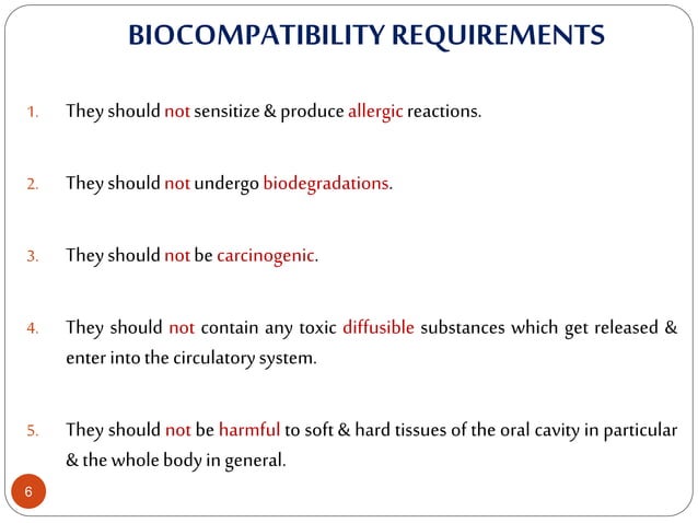Biocompatibility of dental materials | PPTX