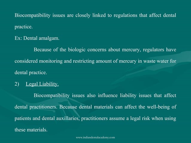 Biocompatibility of dental materials /endodontic courses | PPT