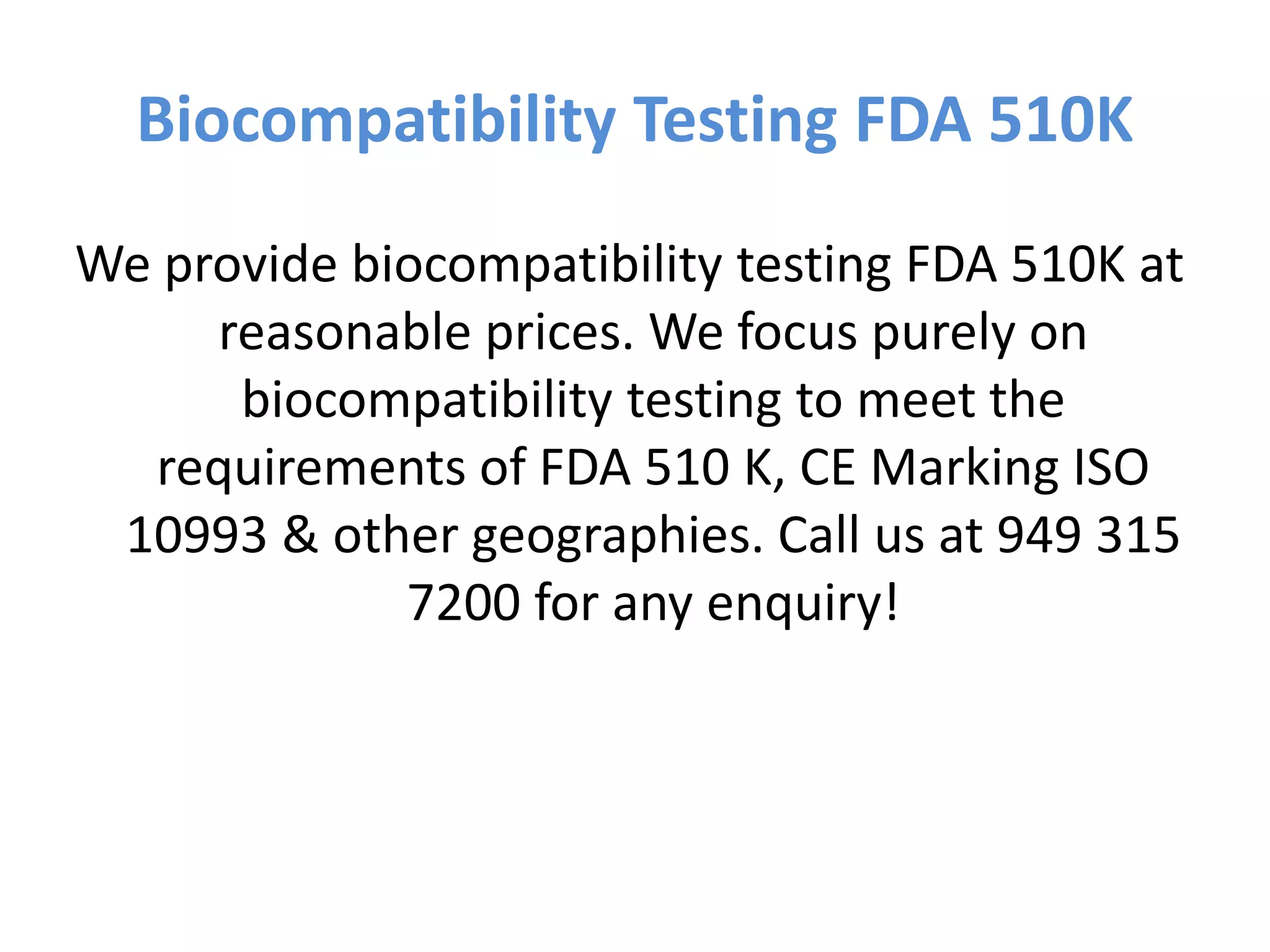 Biocompatibility testing for medical devices | PPT