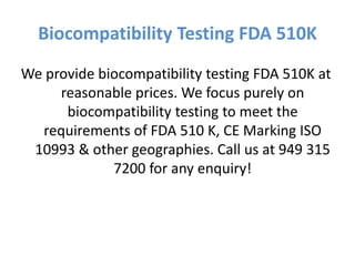 Biocompatibility testing for medical devices | PPT