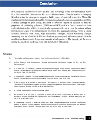 Bio composite interference screw, A Stronger turn in ACL / PCL ...
