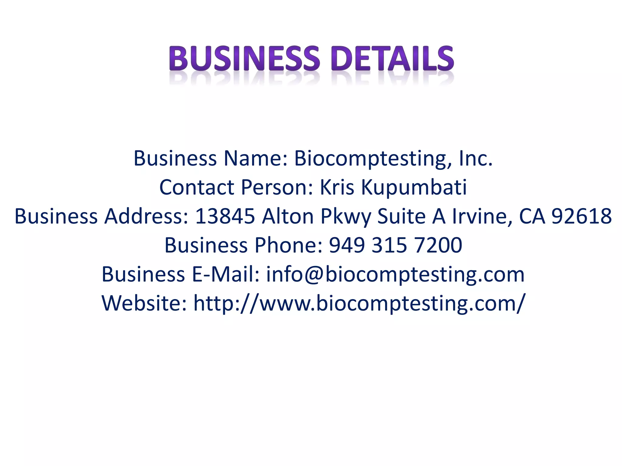 Biocomp testing | PPTX