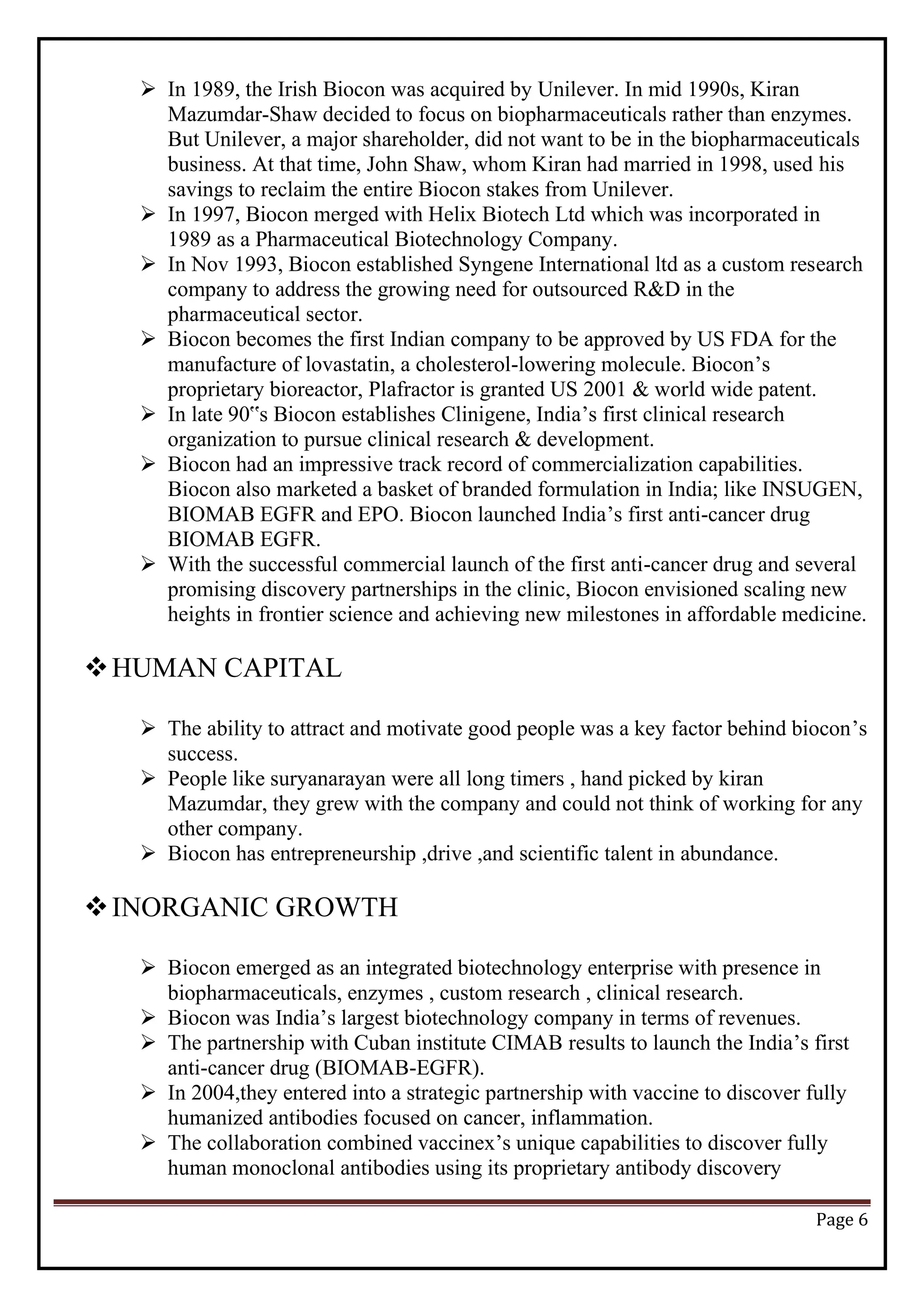 Biocon industry case study | PDF