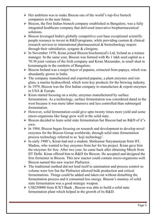 Biocon industry case study | PDF