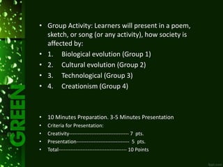 Bio cultural and social evolution lesson plan presentation | PPTX
