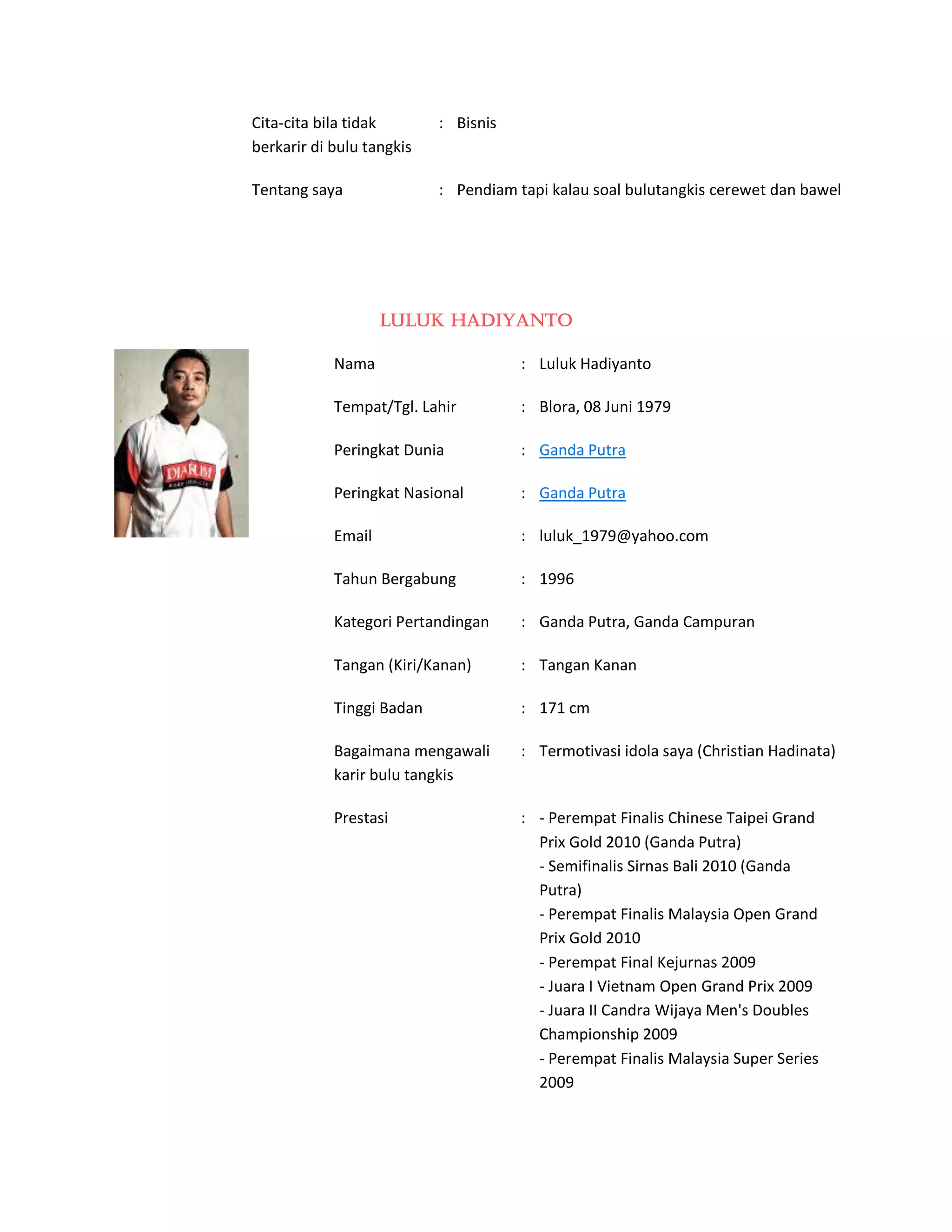 Biodata Atlet | PDF