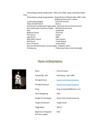 Biodata Atlet | PDF