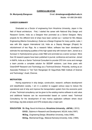 Bio data dr elangovan | PDF | Civil Engineering Industry | Industries