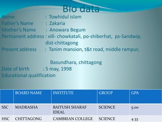 Bio data 4 | PPT | Free Download
