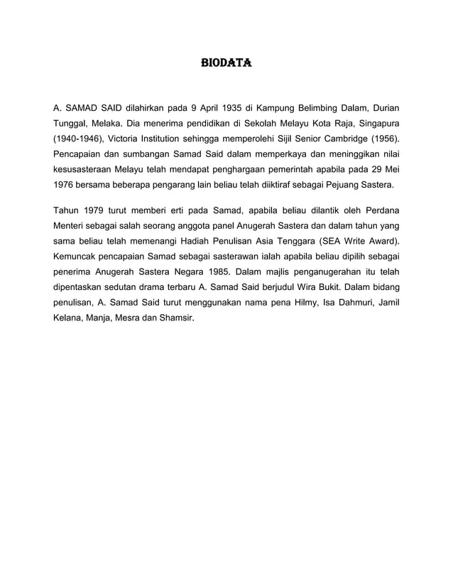 Biodata a.samad said | DOCX