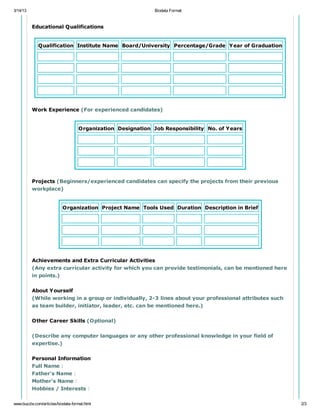 Biodata format | PDF
