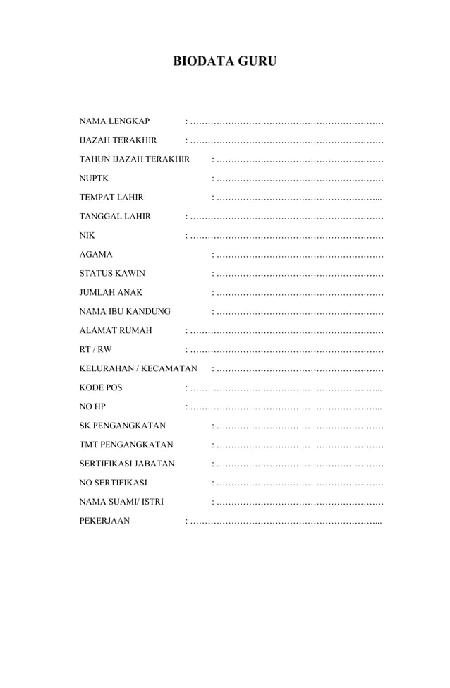 Biodata guru | DOCX
