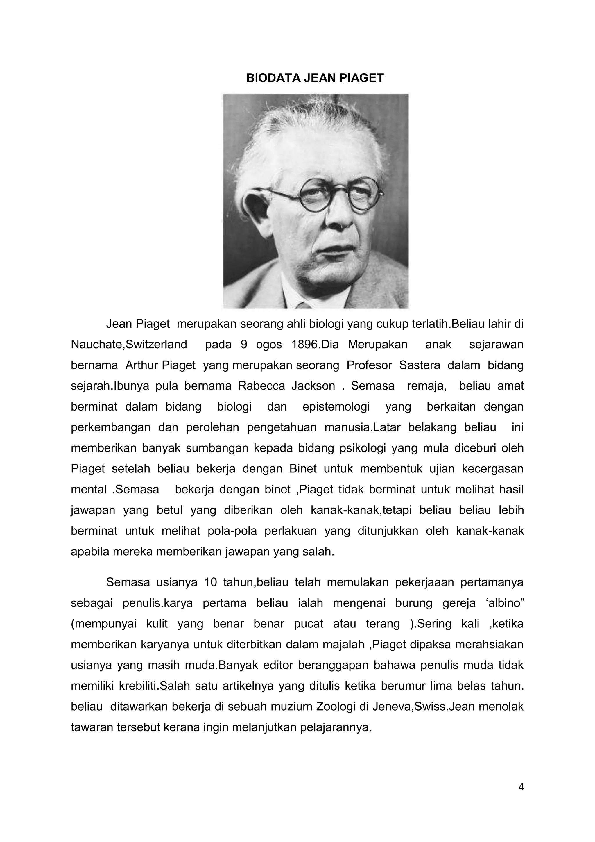 Biodata jean piaget | DOCX