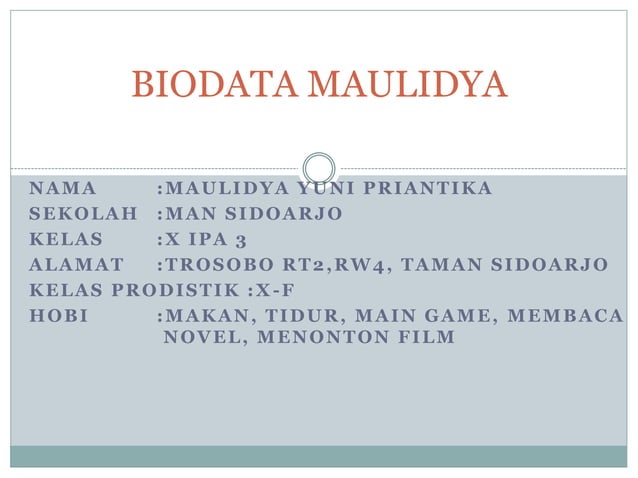 Biodata maulidya | PPTX