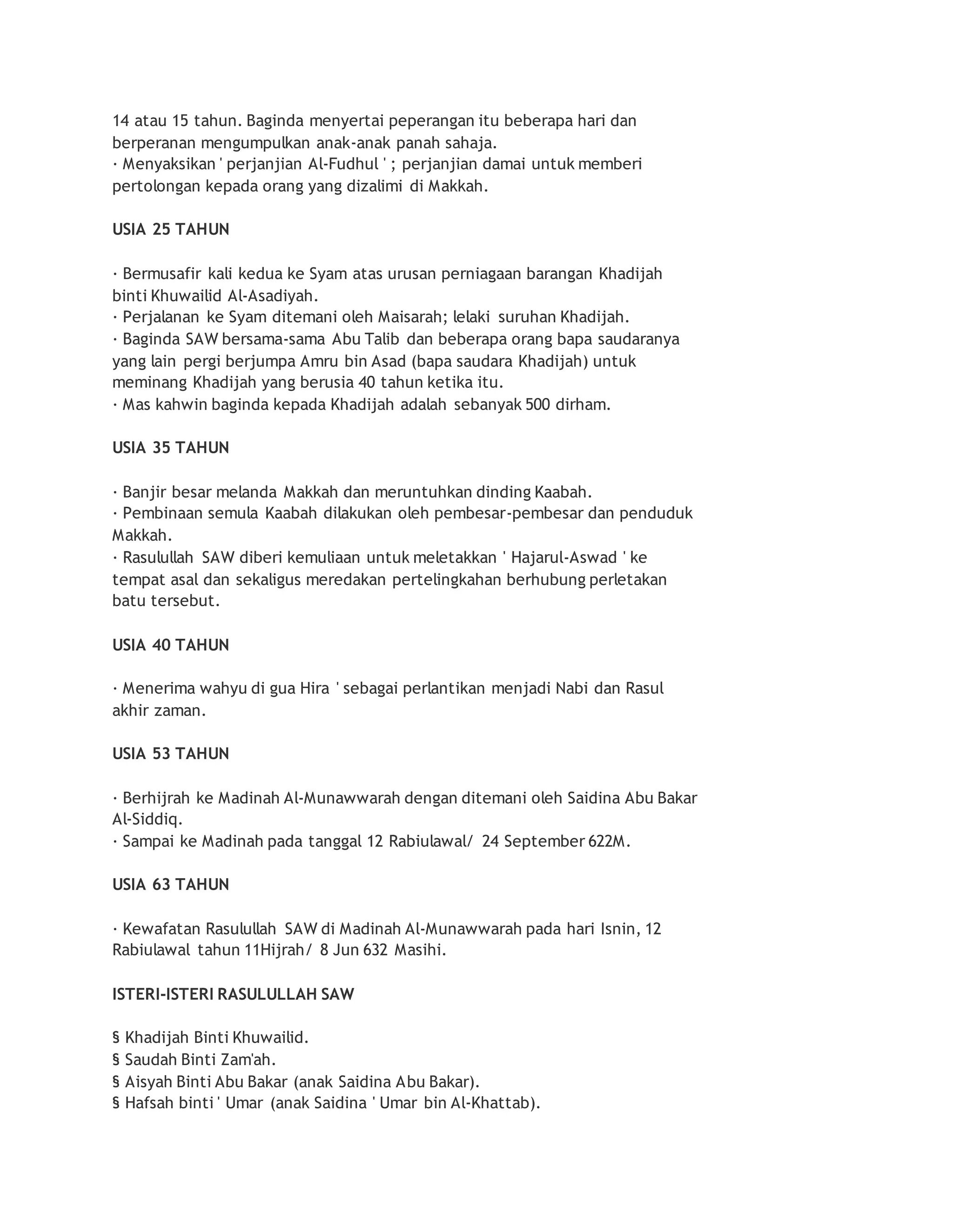 Biodata nabi Muhammad Saw | DOCX