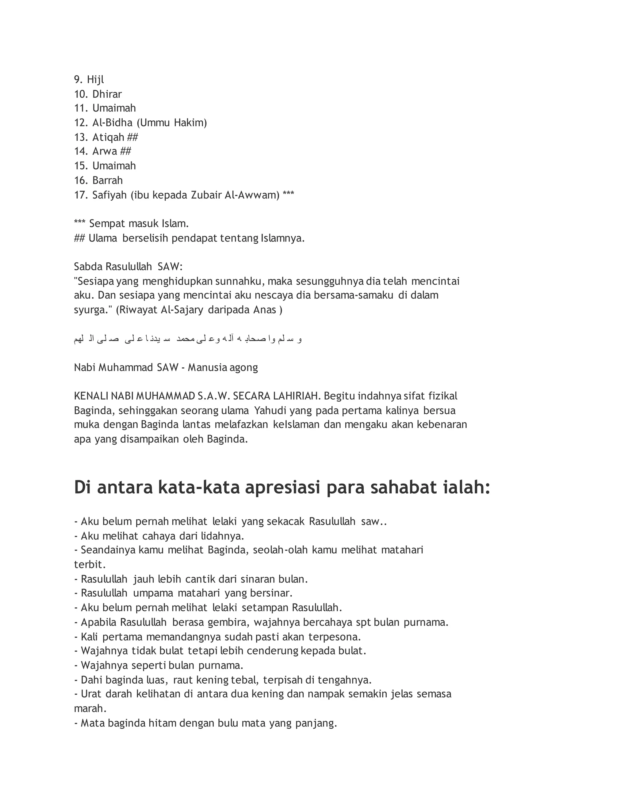 Biodata nabi Muhammad Saw | DOCX