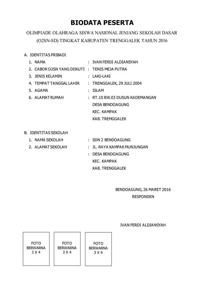 Biodata o2 sn | DOCX