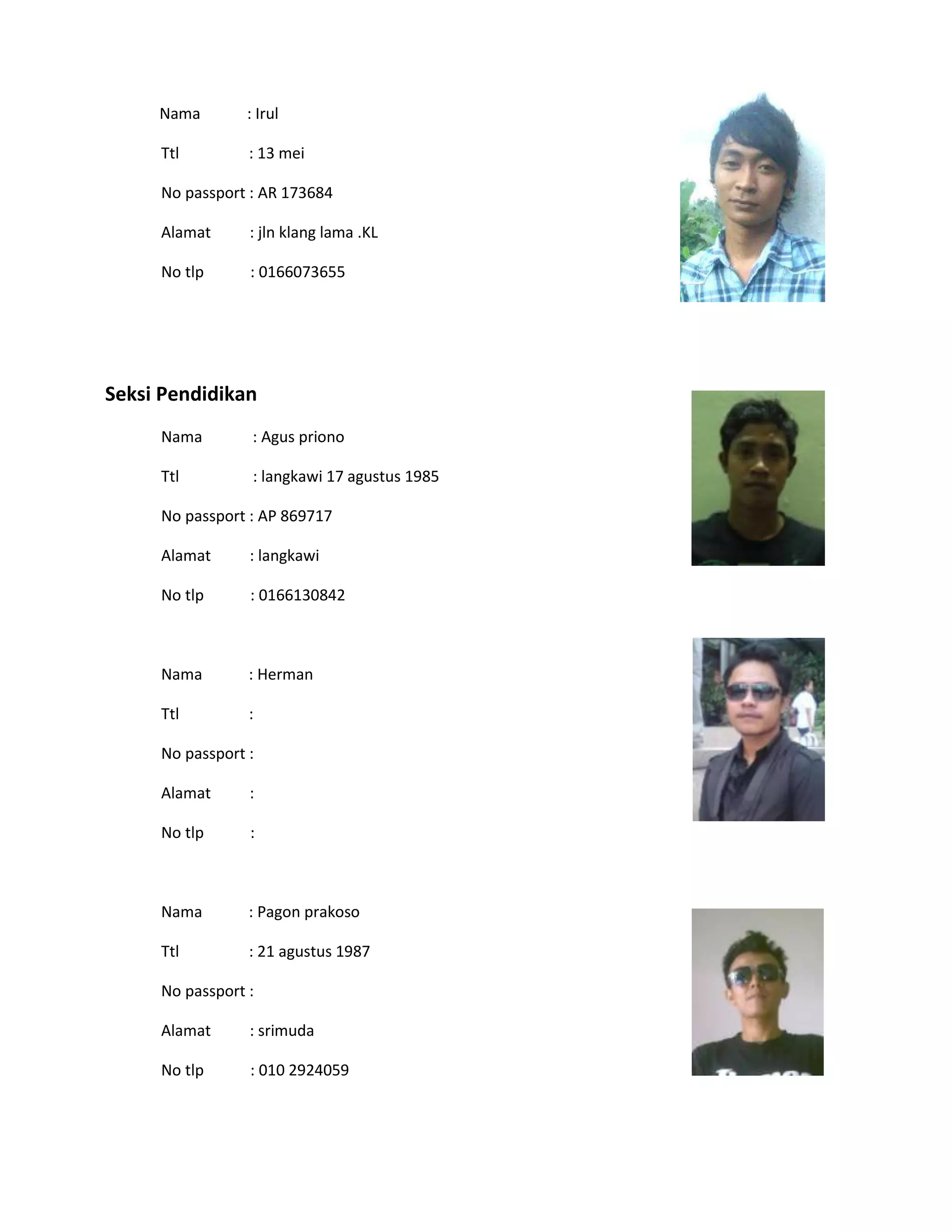 Bio data pengurus konslet | DOCX