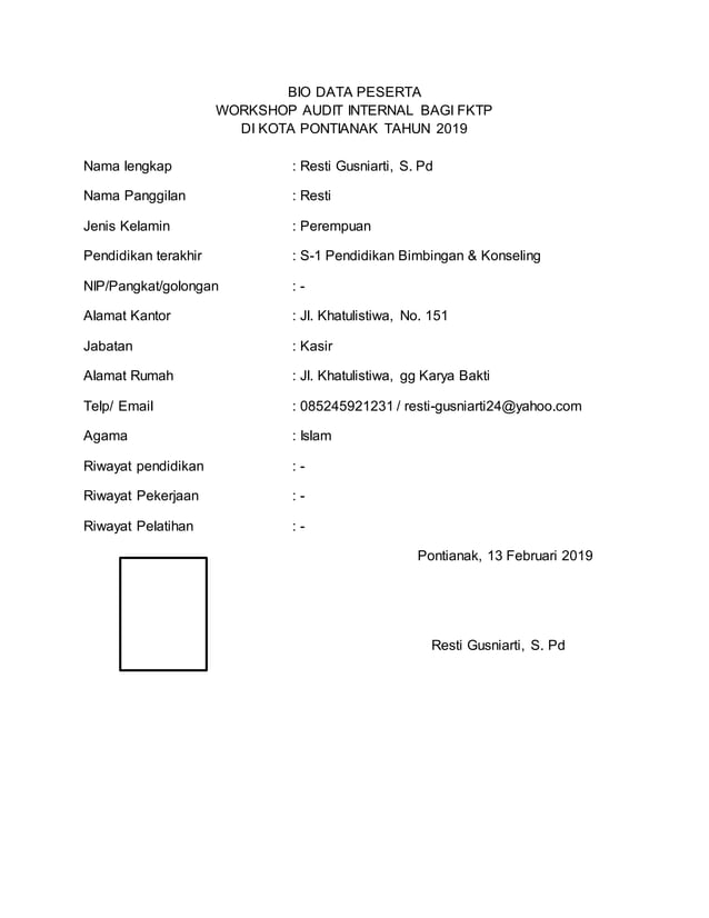 Bio data peserta | DOCX