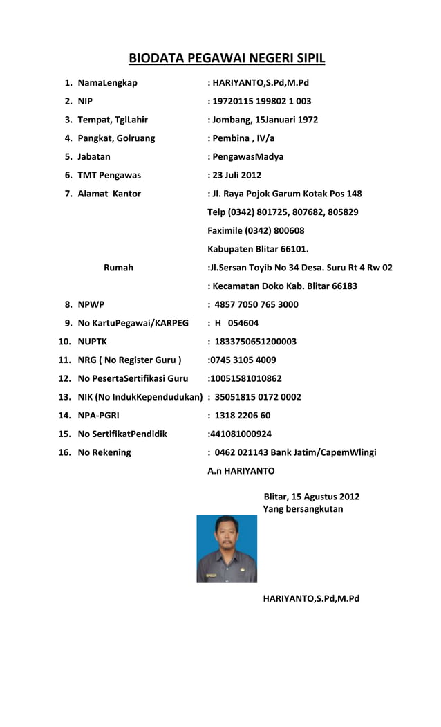 Biodata Pribadi Ku PDF biodata-pribadi-ku-pdf