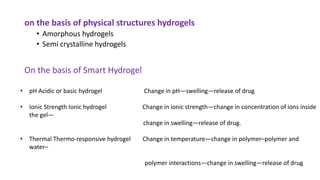 Biodegradable polymers for controlled release & Hydrogel classification ...