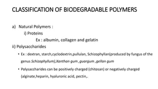 Biodegradable polymers for controlled release & Hydrogel classification ...