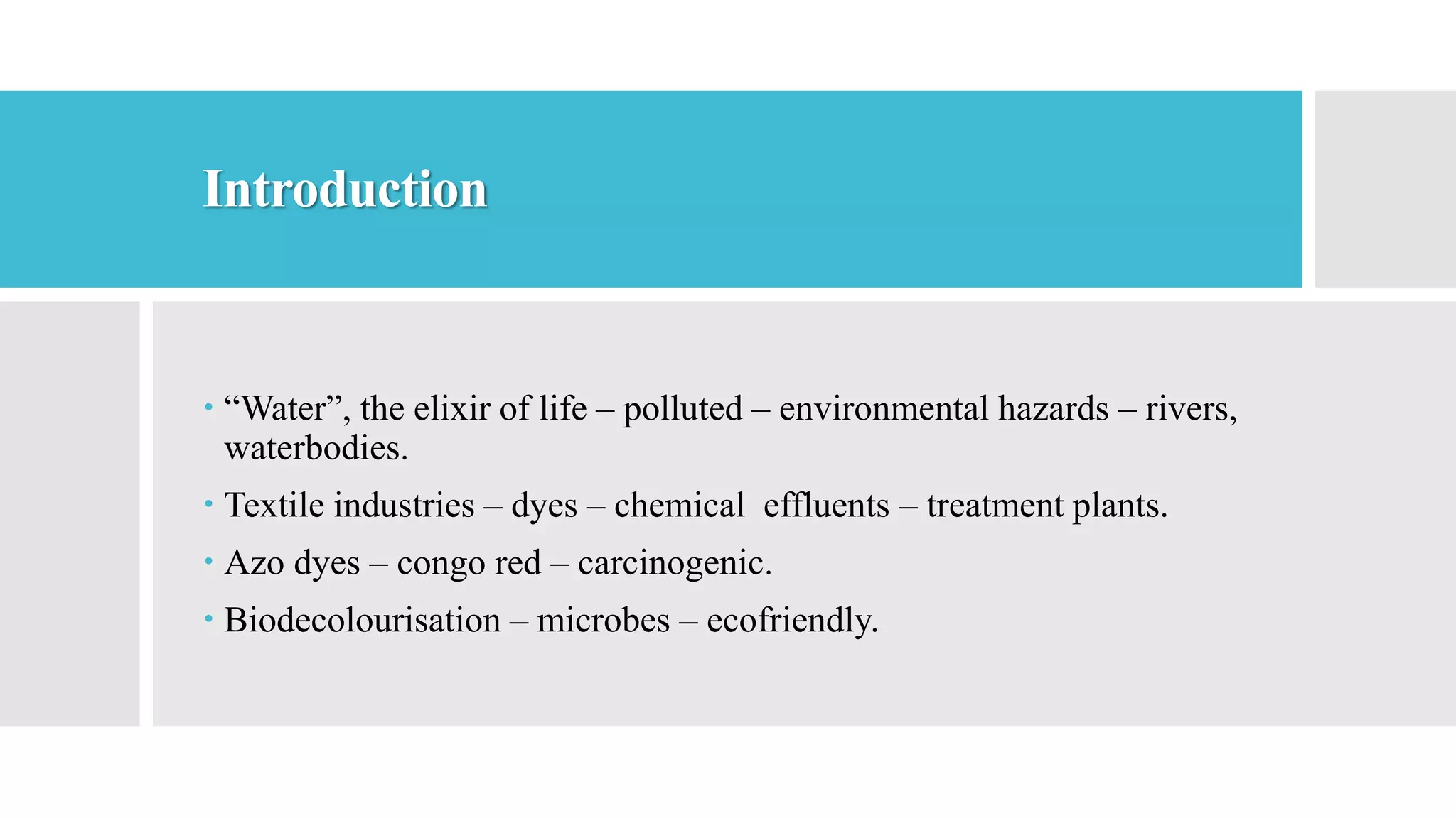 Biodecolourisation of the azo dye, congo red using the bacterium ...