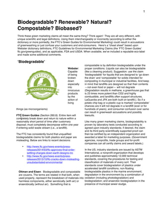 FTC Green Guides: Biodegradable Glossary | PDF