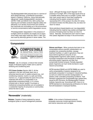 FTC Green Guides: Biodegradable Glossary | PDF