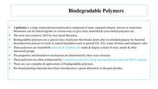 Biodegradable plastics | PPT