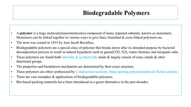 Biodegradable plastics | PPT