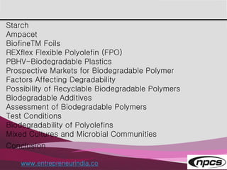 Biodegradable Plastics (Eco Friendly Plastics) | PPTX