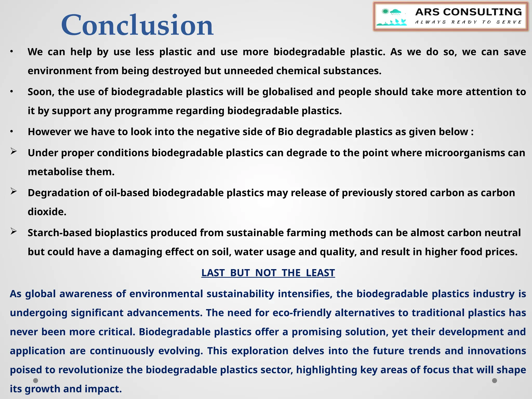 Bio degradable Plastics presentation - ARS CONSULTING.pptx